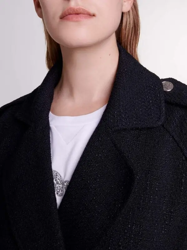 Maje Tweed Trench Coat
