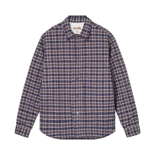 StÜssy Sherpa Lined Plaid Shirt 'navy - Multicolor