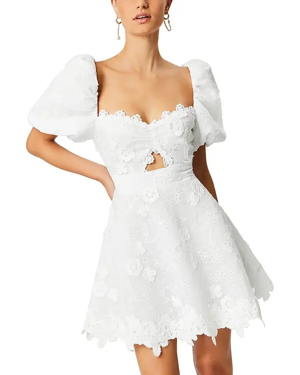 Elliatt Fiorella Puff Sleeve Dress In White - 70% Off | Editorialist