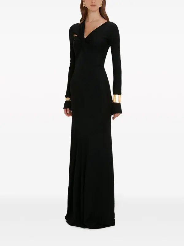 Victoria Beckham Draped Maxi Dress With Cut-out Detail