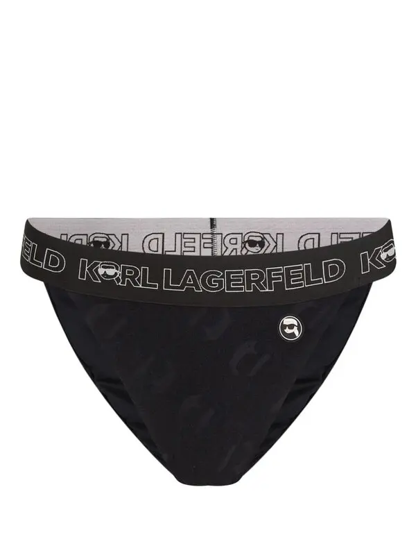 Karl Lagerfeld Ikon 2.0 Logo-appliqué Bikini Bottom - Black