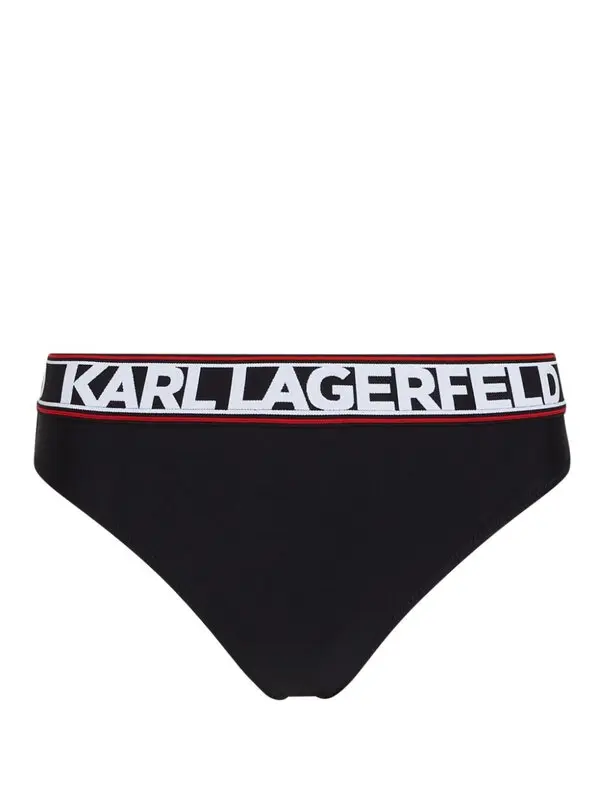 Karl Lagerfeld Logo-waistband Bikini Bottoms - Black