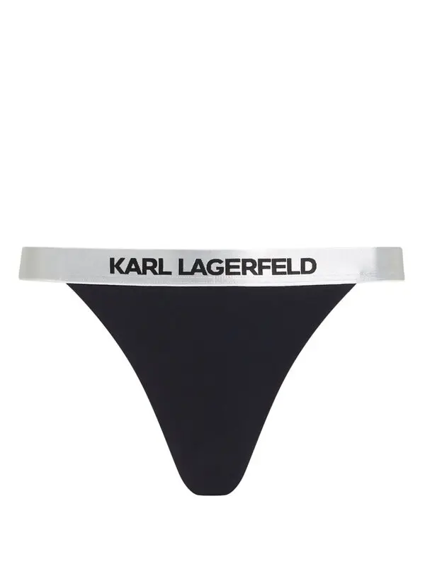 Karl Lagerfeld Logo-waistband Bikini Bottoms - Black