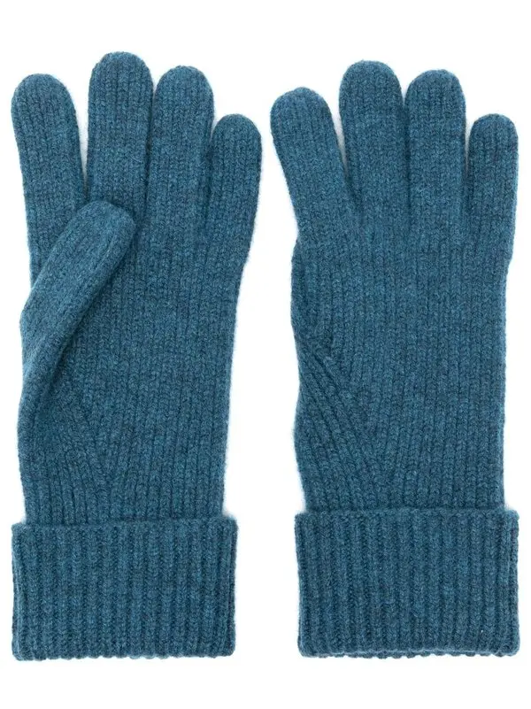 N.peal Ribbed-knit Cashmere Gloves - Blue