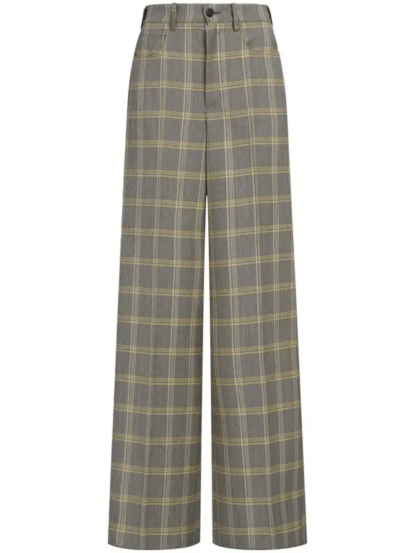Marni Check-pattern Palazzo Pants - Yellow
