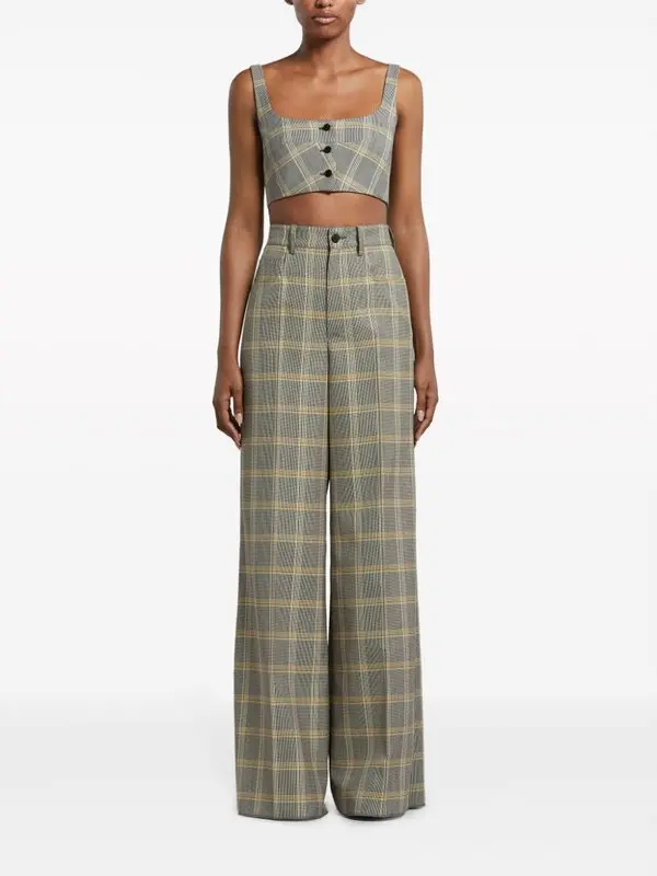 Marni Check-pattern Palazzo Pants - Yellow
