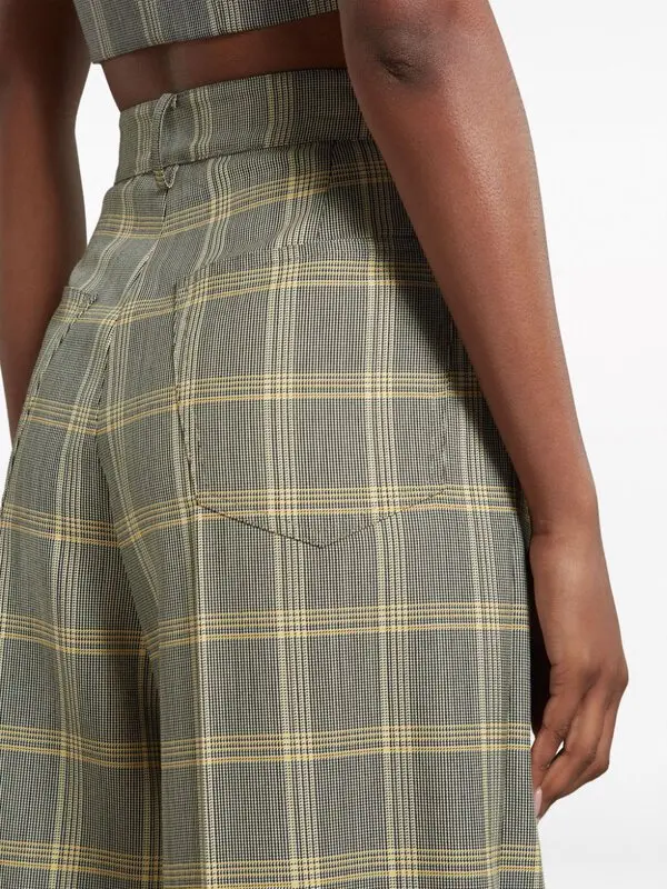 Marni Check-pattern Palazzo Pants - Yellow