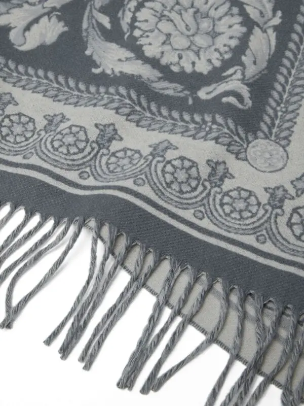 Versace Crete De Fleur-pattern Fringed Blanket