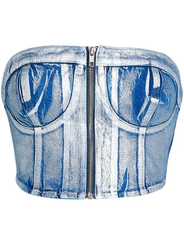 Karl Lagerfeld Appliqué Denim Bustier Top