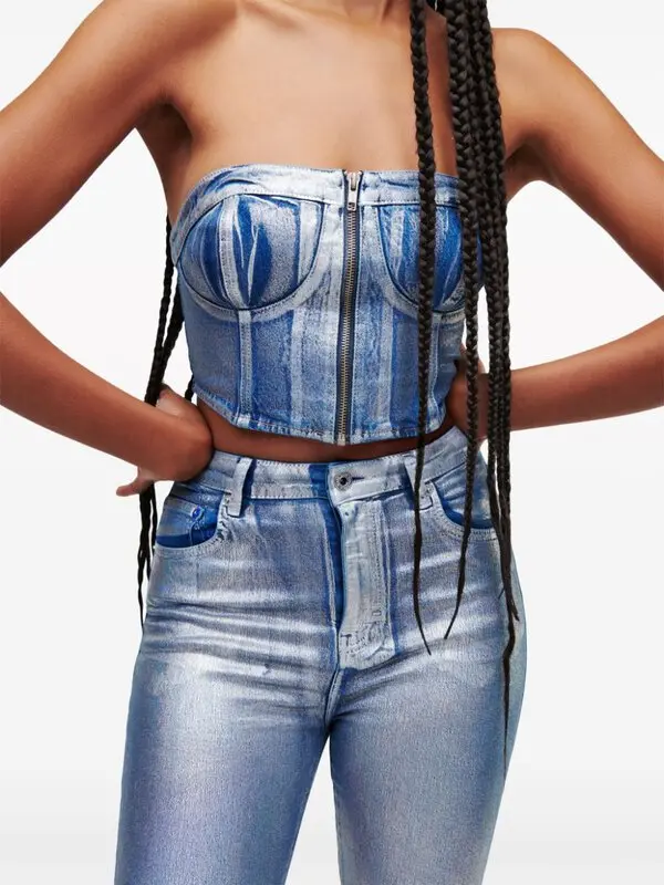 Karl Lagerfeld Appliqué Denim Bustier Top