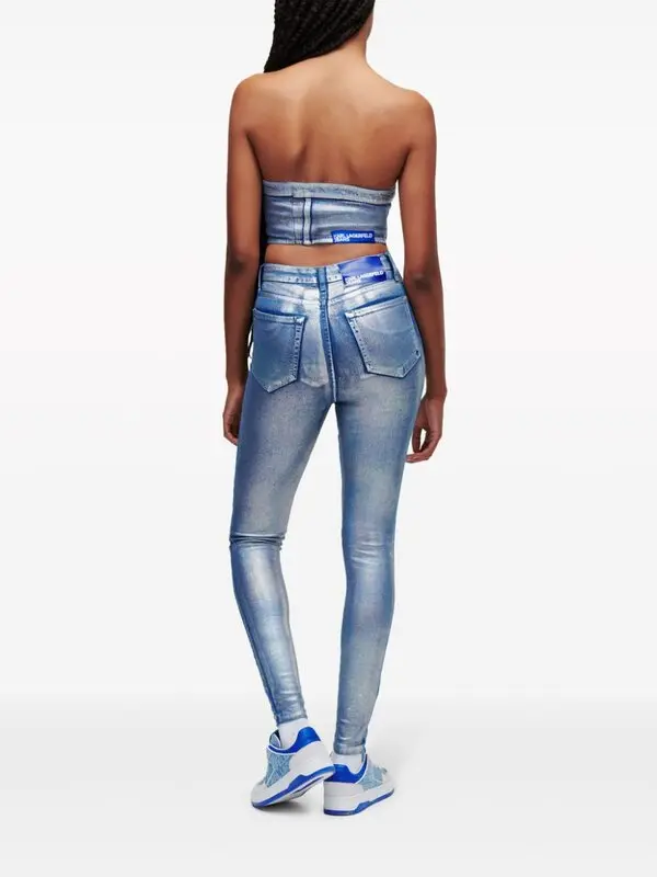 Karl Lagerfeld Appliqué Denim Bustier Top