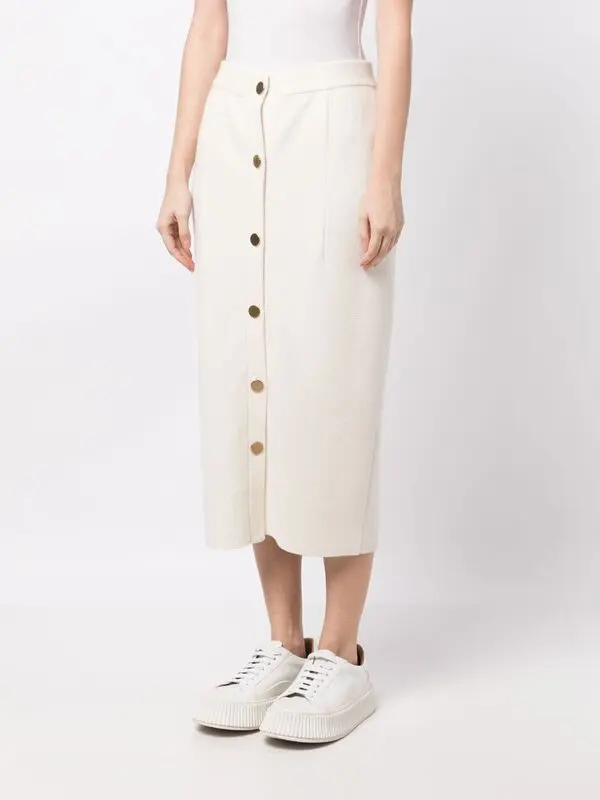 N.peal Organic Cashmere Buttoned Skirt