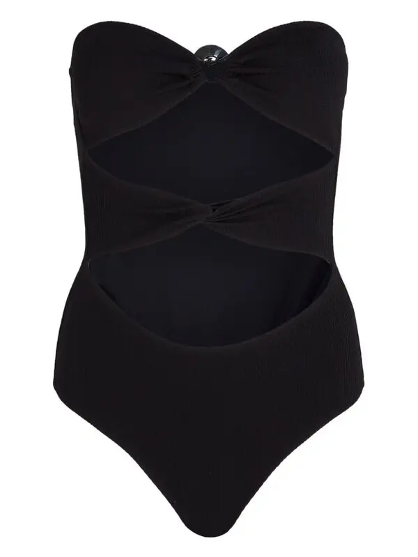 Karl Lagerfeld Fan Charm Strapless Swimsuit - Black