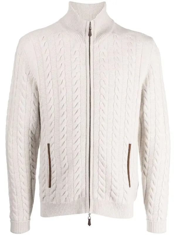 N.peal The Richmond Cable-knit Cashmere Cardigan - Grey