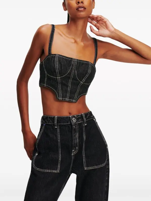 Karl Lagerfeld Cropped Denim Tank Top
