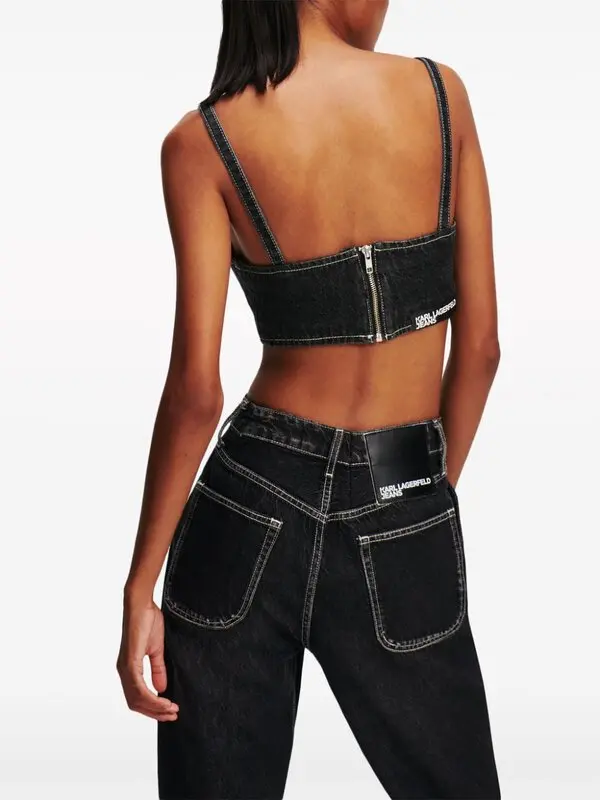 Karl Lagerfeld Cropped Denim Tank Top