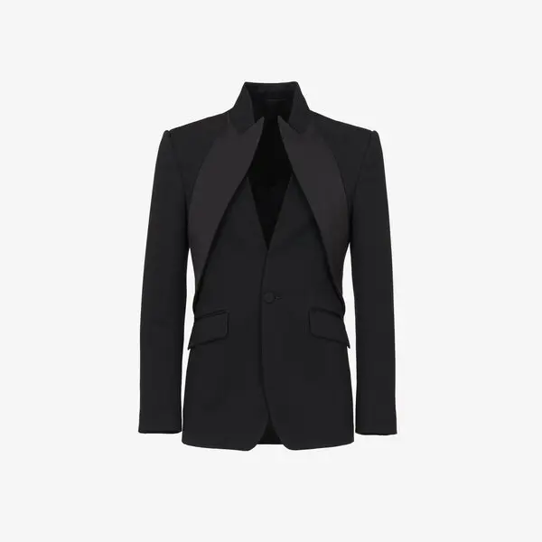 Alexander Mcqueen Twisted Lapel Tuxedo Jacket - Black