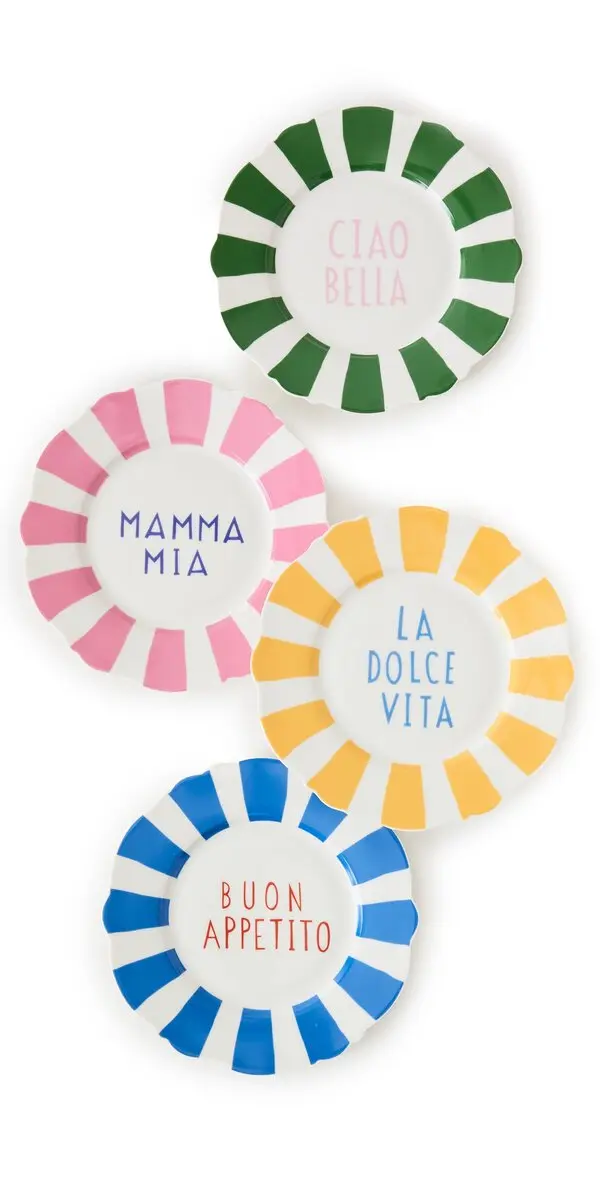 IN THE ROUNDHOUSE Italian Wave Side Plate Set Of 4