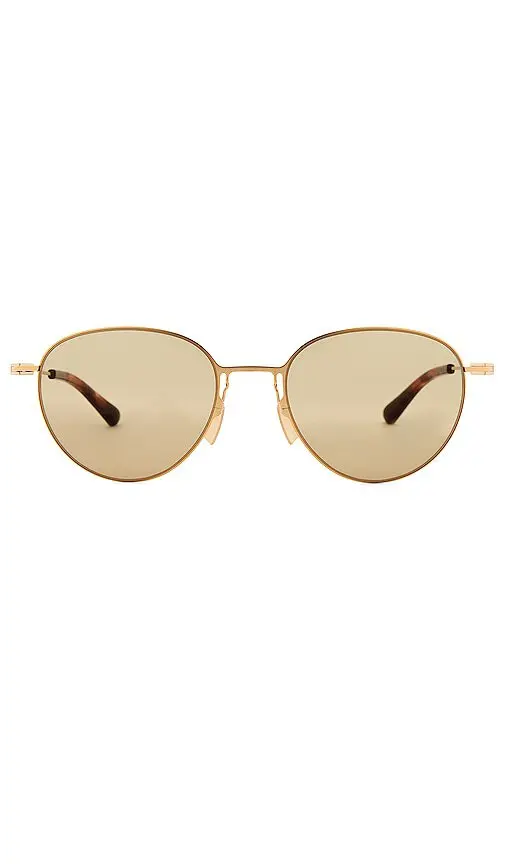 Bottega Veneta Thin Triangle Round Sunglasses - Shiny Gold