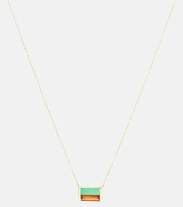 ALIITA Bi Maxi 9kt Necklace With Chrysoprase And Citrine - Gold