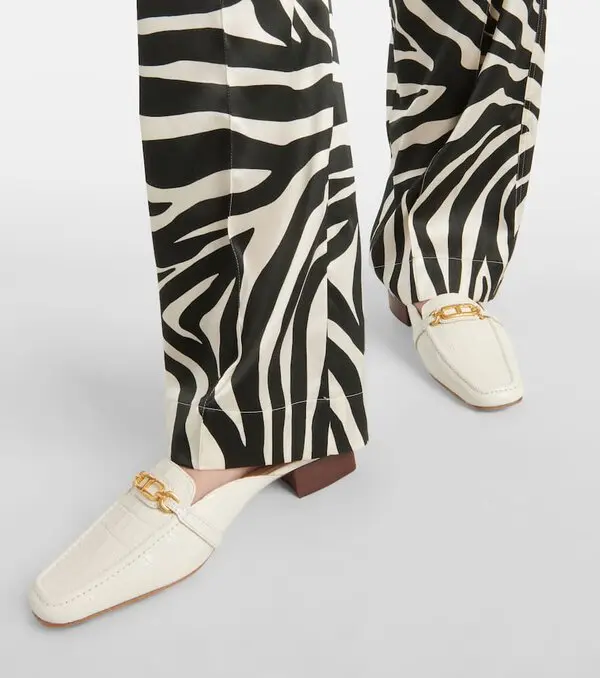 TOM FORD Whitney Croc-effect Leather Mules - White