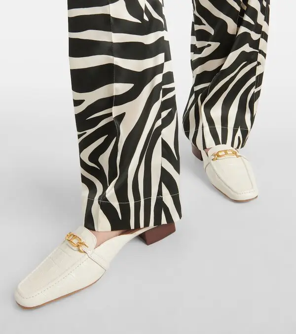 TOM FORD Whitney Croc-effect Leather Mules - White