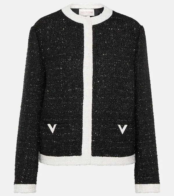 Valentino Garavani Tweed Lamé Jacket - Black