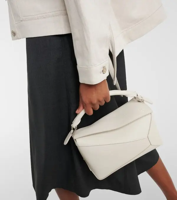 Loewe Puzzle Small Leather Tote Bag - White