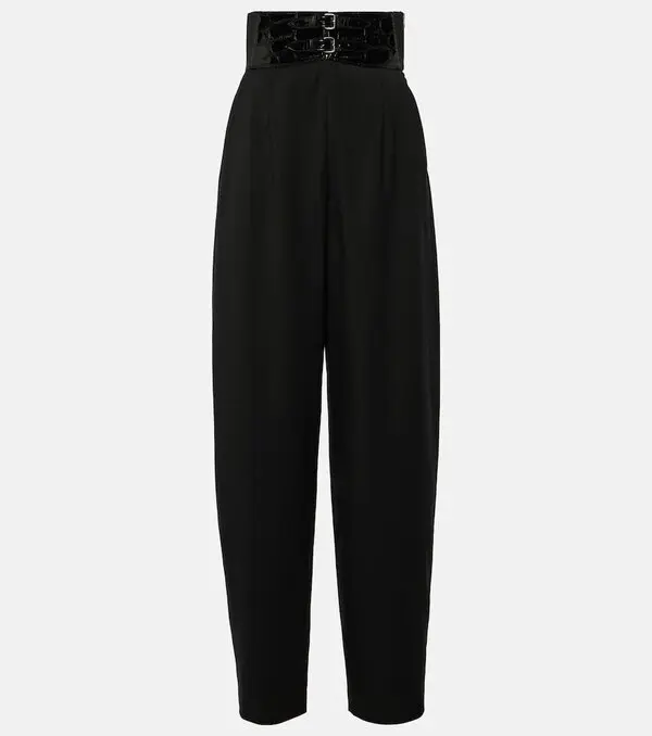 Alaïa High-rise Wide-leg Wool Pants - Black