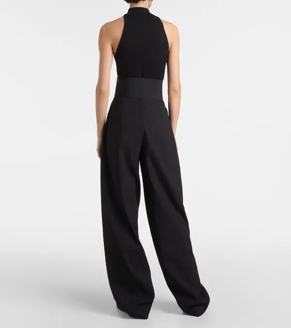 Alaïa High-rise Wide-leg Wool Pants - Black