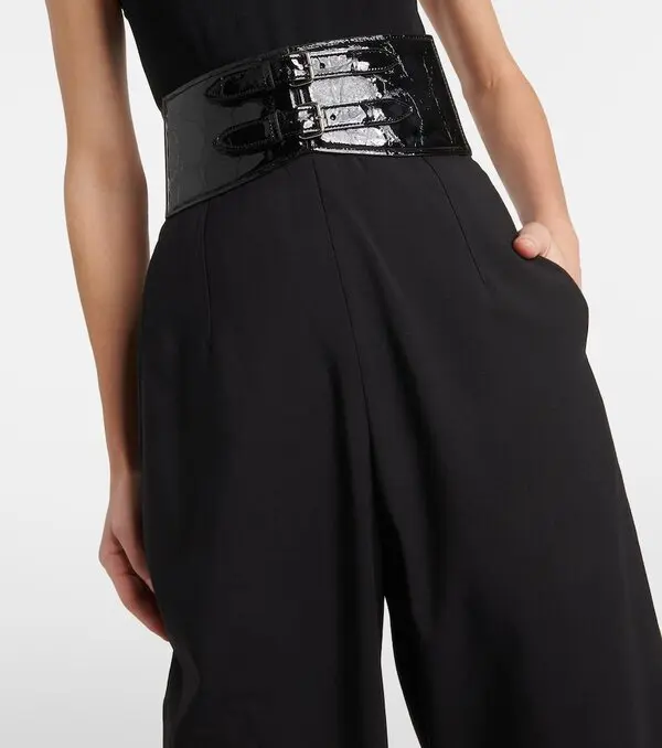 Alaïa High-rise Wide-leg Wool Pants - Black