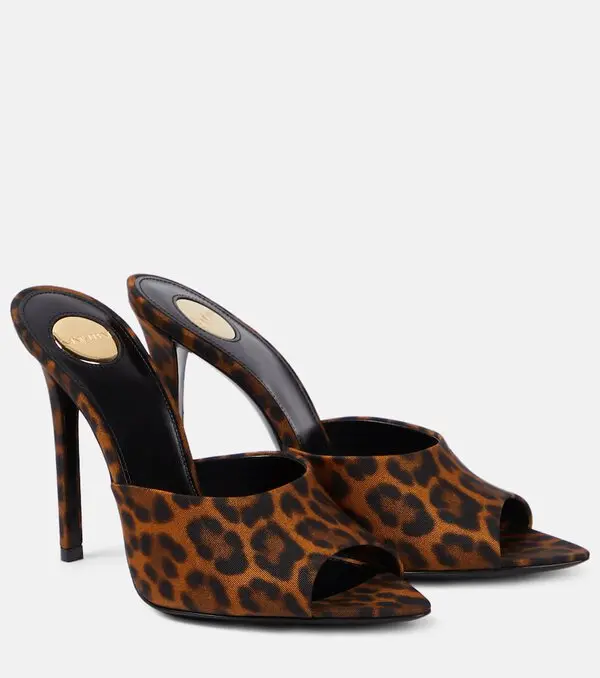 Saint Laurent Goldie 110 Leopard-print Mules