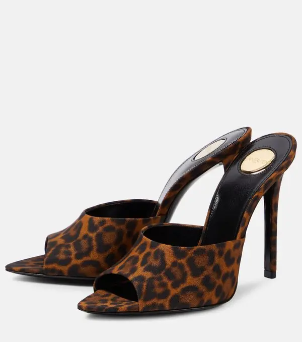 Saint Laurent Goldie 110 Leopard-print Mules