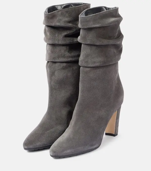 Manolo Blahnik Calasso Suede Ankle Boots - Grey