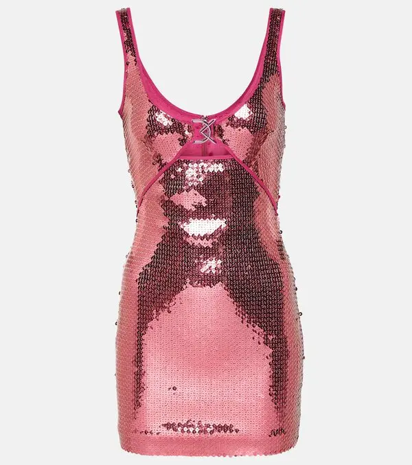 David Koma Sequined Mini Dress - Pink