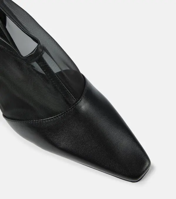 TOTEME T-strap Leather And Mesh Pumps