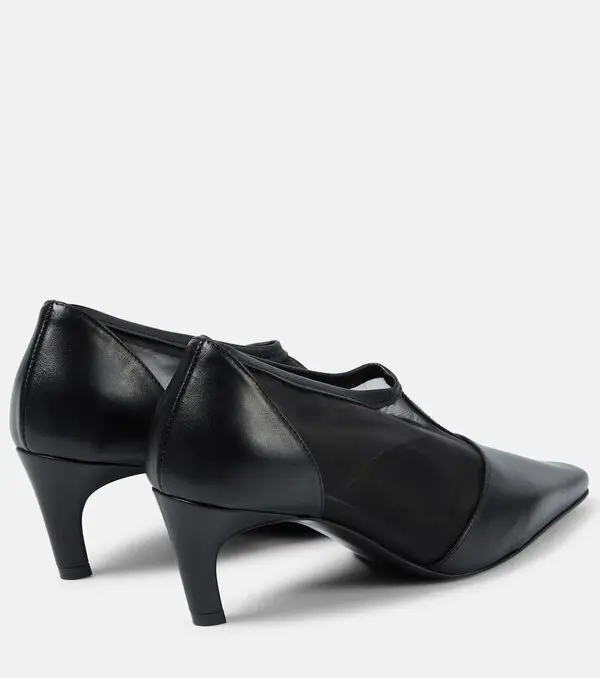 TOTEME T-strap Leather And Mesh Pumps