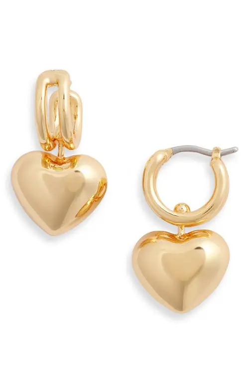 Jenny Bird Puffy Heart Drop Earrings - High Polish Gold