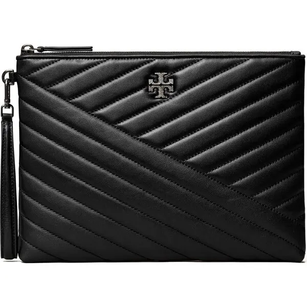 Tory Burch Kira Pavé Logo Chevron Leather Pouch