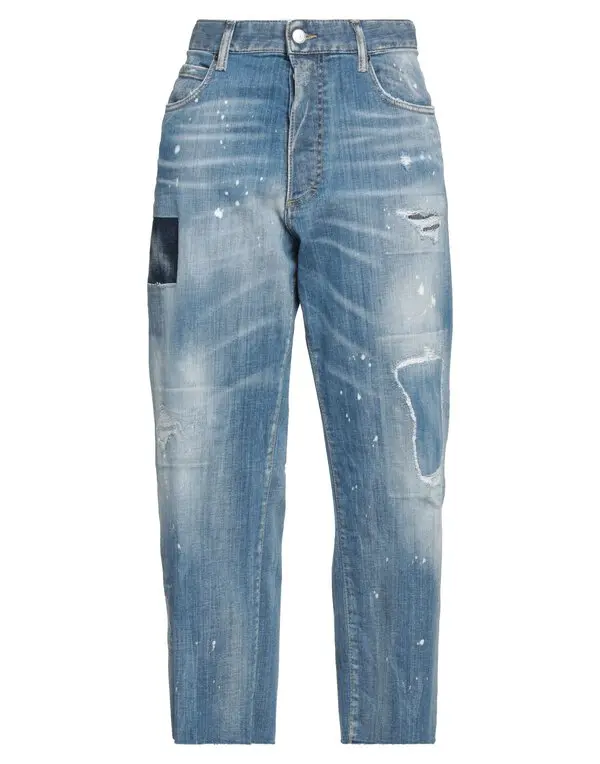 Dsquared2 Boyfriend Jeans With Leather Trim