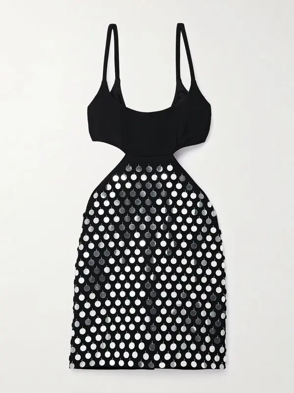 David Koma Cutout Paillette-embellished Cady Mini Dress