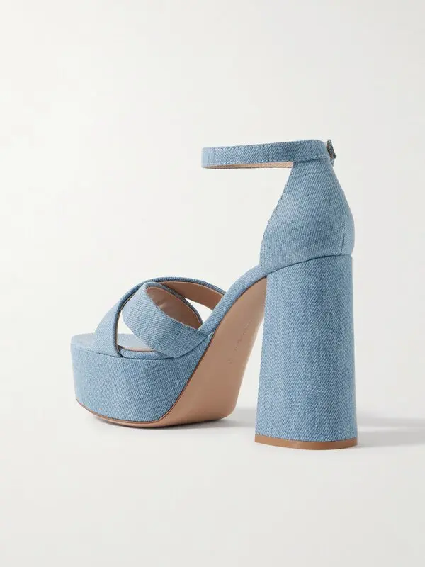 GIANVITO ROSSI Sheridan 110 Denim Platform Sandals