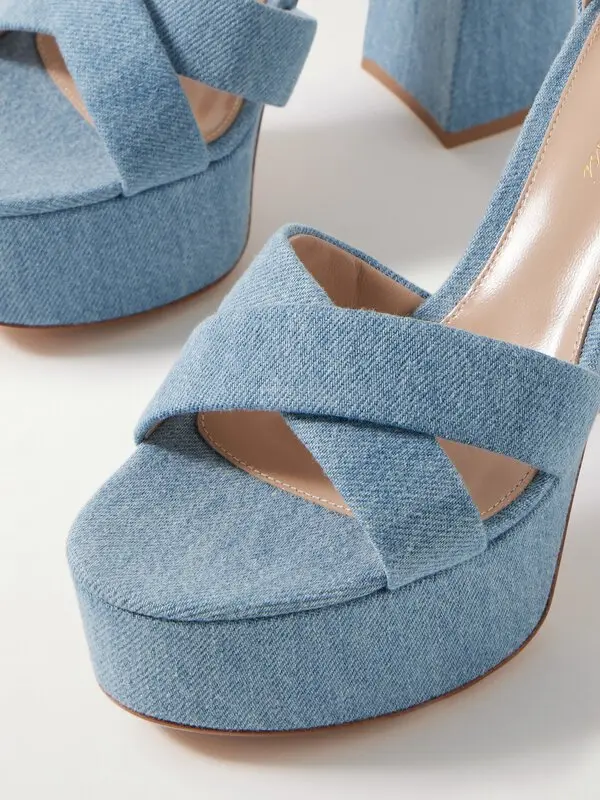 GIANVITO ROSSI Sheridan 110 Denim Platform Sandals