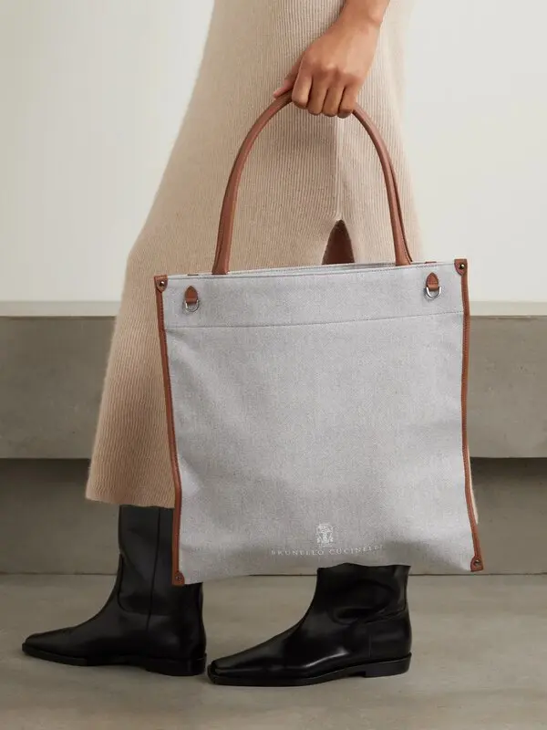 Brunello Cucinelli Leather-trimmed Canvas Tote