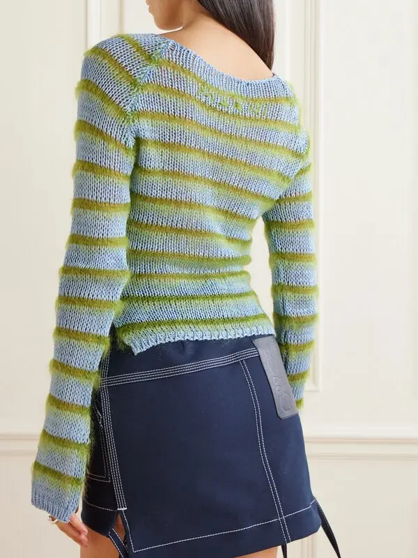 Marni Striped Cotton And Brushed Mohair-blend Sweater