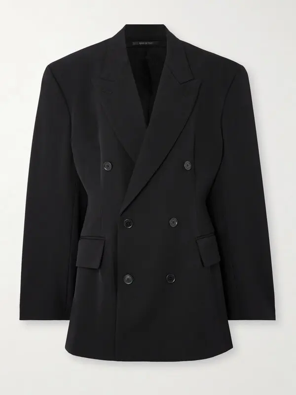 Balenciaga Barathea Grain De Poudre Wool Double-breasted Blazer