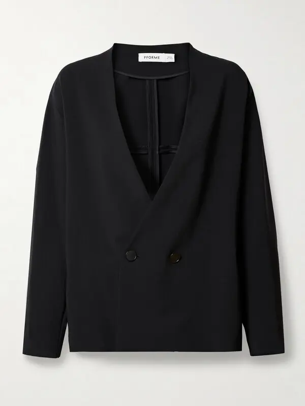 FFORME Velma Double-breasted Wool-blend Crepe Blazer - Black