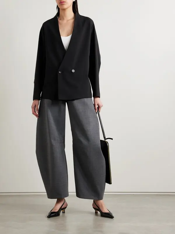FFORME Velma Double-breasted Wool-blend Crepe Blazer - Black