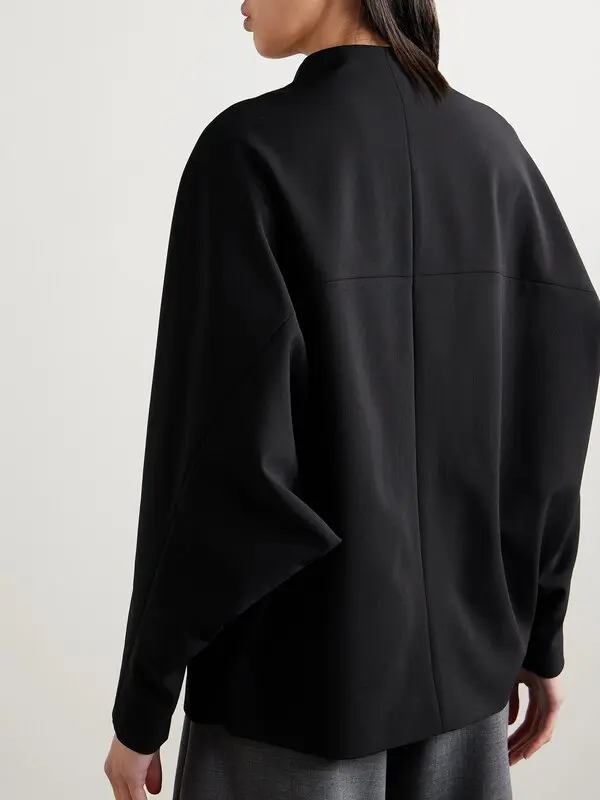 FFORME Velma Double-breasted Wool-blend Crepe Blazer - Black