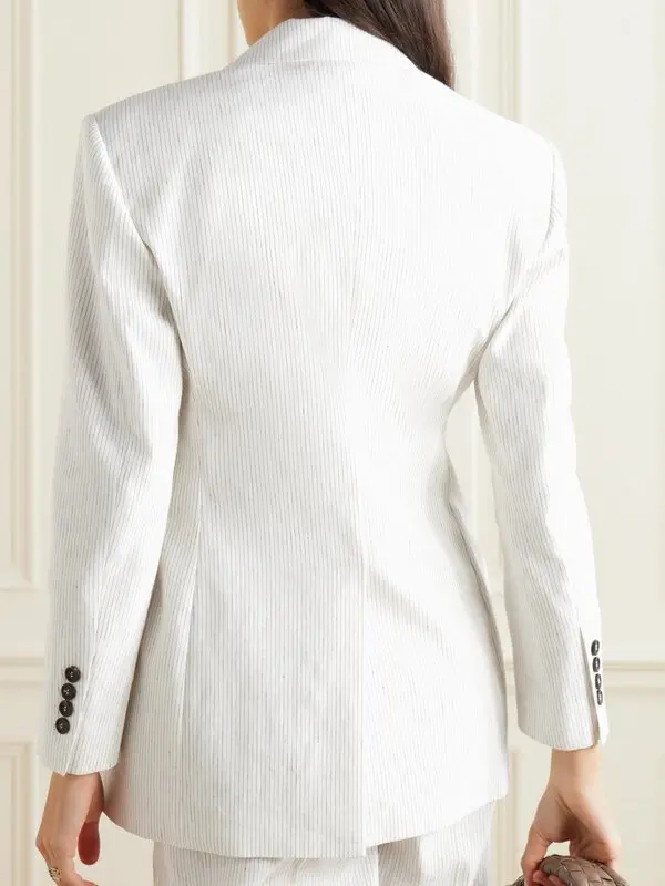 Brunello Cucinelli Pinstriped Linen-blend Blazer